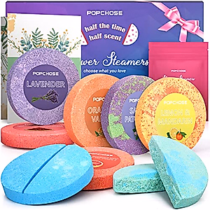 POPCHOSE Shower Steamers Aromatherapy - Bath Bomb Shower Tablets 8 Pack, Self Care & SPA Relaxation - Stocking Stuffers Christmas Gifts for Women and Mom Who Has Everything, Birthday Valentines Gift