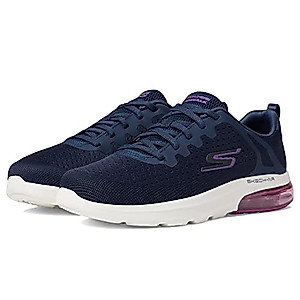 Skechers Women's GO Walk AIR 2.0 MESH Bungee Sneaker, Navy/Purple, 8.5
