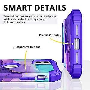 ZHOGTNEG for iPhone 11 6.1 inch case with 2pcs Tempered Screen Protector+1Pcs Len Camara Protector, Heavy Duty Shockproof Full-Body Protective Sturdy Hybrid Marble Case for Women,Girls,Kids