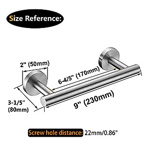 Nolimas 9 Inch Silver Bath Hand Towel Bar SUS 304 Stainless Steel Towel Rod Rack Holder Round Wall Mounted Suit for Kitchen,Bathroom,Living Room&Toilet,Anti Rust Brushed Nickel