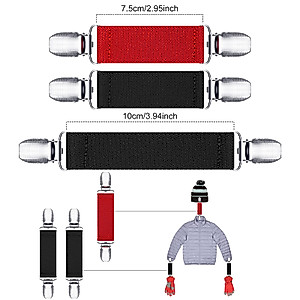 8 Pcs Elastic Kids Mitten Clips Glove Clips for Toddlers Babies Children Hat Clip Winter Dress Cinch Clip Back Shawl Clip (Red, Black)