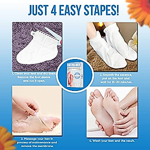 S&K ENVISION Foot Peel Mask for Dry Cracked Feet with Feet Moisturizing Gel | Make Your Feet Baby Soft | Feet Peeling Mask for Dead Skin Cells Removal | Exfoliating Natural Foot Treatment (2 Pairs)