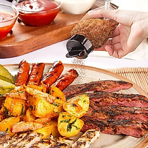 RoyalHouse 6 Pack 9.5 Oz Plastic Spice Jars with Black Cap, Clear and Safe Plastic Bottle Containers with Shaker Lids for Storing Spice, Herbs and Seasoning Powders, BPA Free, Made in USA