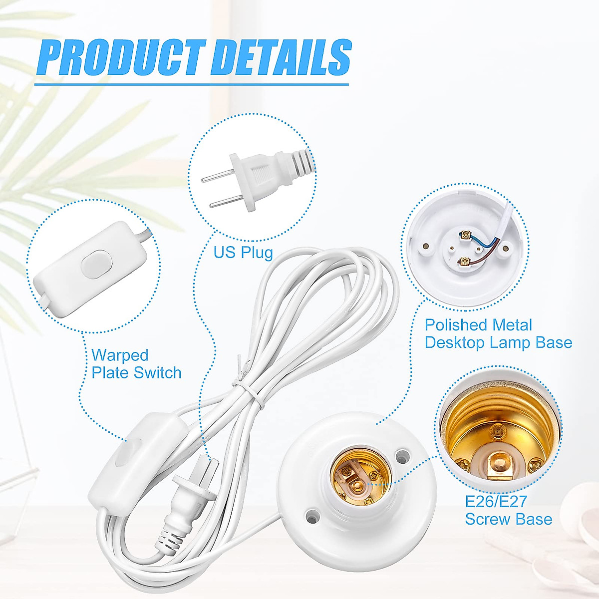 1 Pcs 9.84 ft Light Socket with Cord E26/ E27 Light Bulb Socket with On/Off Switch Hanging Light Cord Extension,for Garage Installation Lighting (1)