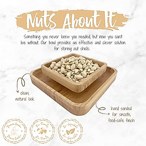 Kanpeki Living Bamboo Pistachio Snack Bowl, Pistachio Nut Bowl With Shell Storage, Detachable Double Dish Pedestal for Nuts, Stackable Double Dish Snack Bowls With Holder For Shells