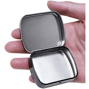 Mini Skater 4Pcs Metal Hinged Lid Tin Containers Case Portable Small Storage Empty Box for Candies, Pills, Earring and Jewelry Craft (2 Black+2 White)