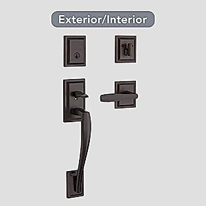 Baldwin Torrey Pines, Front Entry Handleset with Interior Lever, Featuring SmartKey Deadbolt Re-Key Technology and Microban Protection, in Venetian Bronze