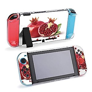 SUPNON Fresh Ripe Pomegranate with Green Leaves Compatible with Nintendo Switch Console & Joy-Con Protective Case, Durable Flexible Shock-Absorption Anti-Scratch Drop Design36243