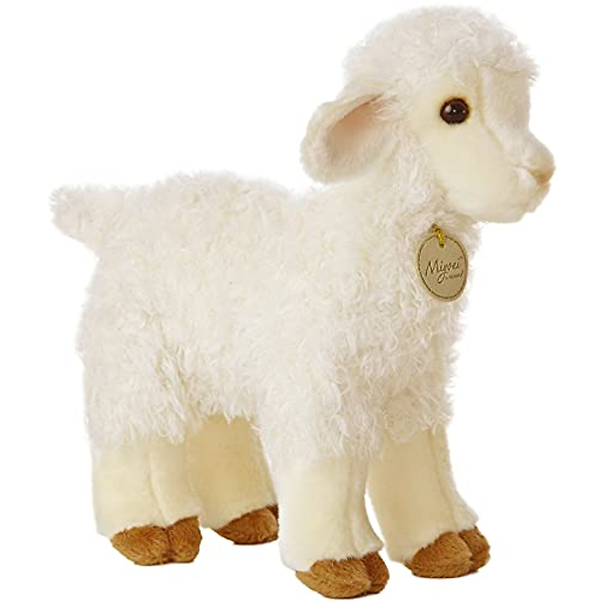 Aurora® Realistic Miyoni® Lovely Lamb Stuffed Animal - Lifelike Detail - Cherished Companionship - White 10 Inches