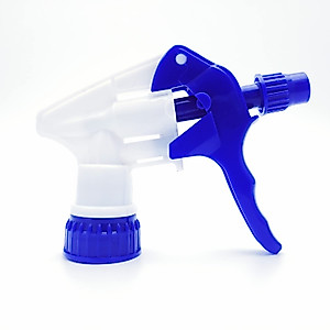 YUZKENCI Trigger Sprayer 12 Pack, Heavy Duty, White and Blue - 28/400 Neck/Thread Size (D Type, 10" Dip Tube)
