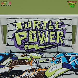 Teenage Mutant Ninja Turtles Power Single Rotary Duvet Cover Set - Bedding Duvet Cover with Pillow Case - Reversible Duvet Cover Set for Kids - Comfortable & Breathable - Cute Design