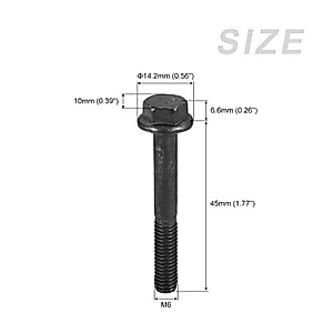 METALLIXITY Flanged Hex Head Bolts (M6x45mm) 5pcs, Hexagon Flange Bolt Half Thread Screw - for House Construction Hardware Fasteners