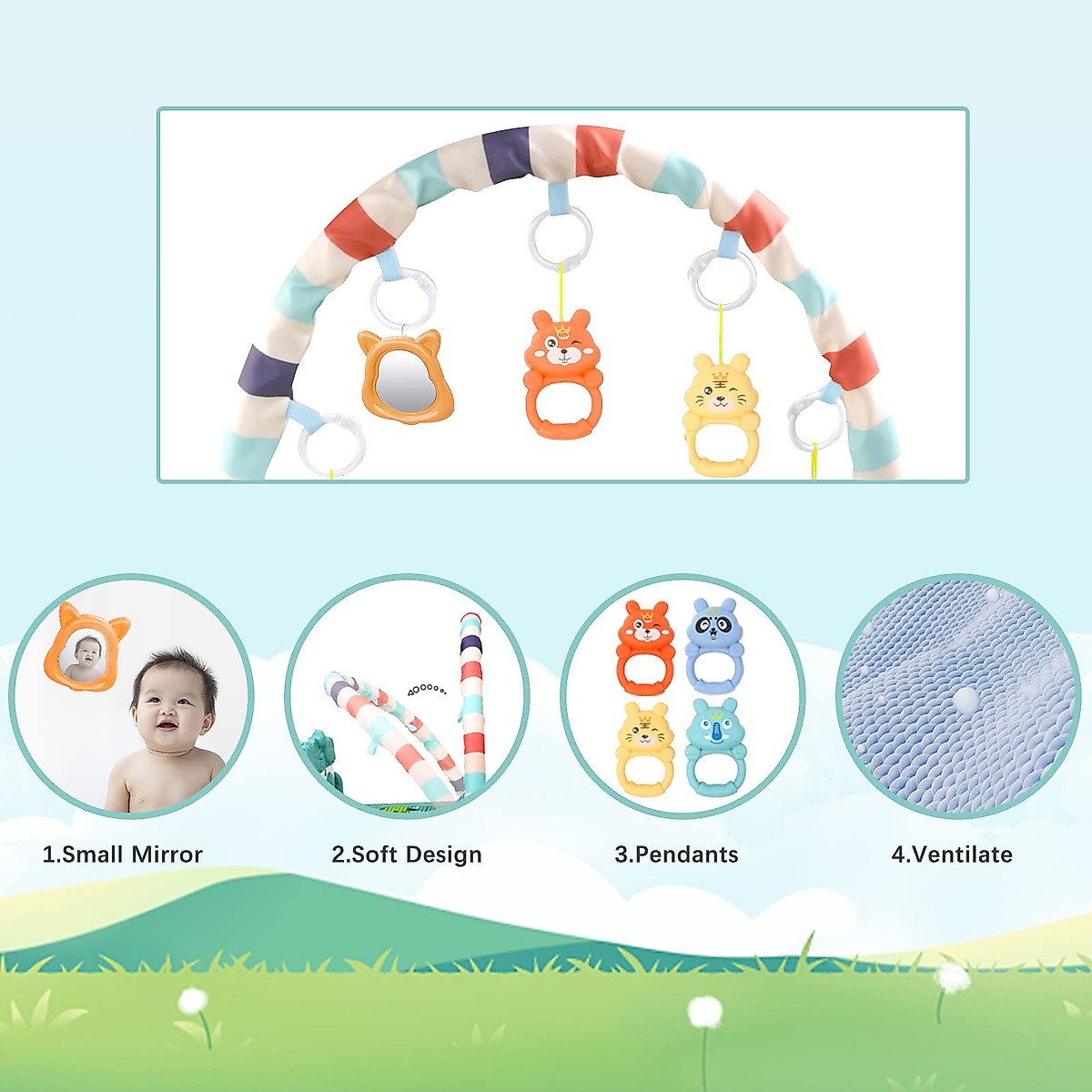 ONG NAMO Baby Play Mat Baby Gym Baby Play Mats for Floor Play Piano Gym with Lights & Sensory Toys Play Mats for Babies and Toddlers Boy & Girl Gifts for Newborn Baby