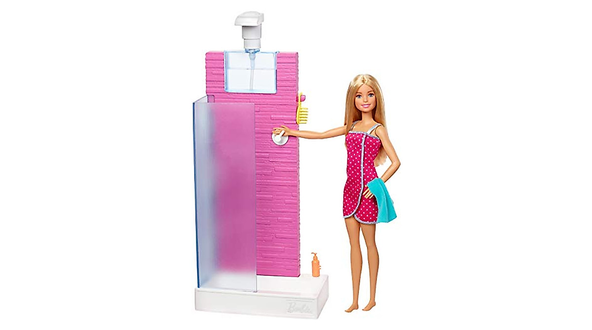 Barbie Doll Bathroom Set: Working Shower & Accessories