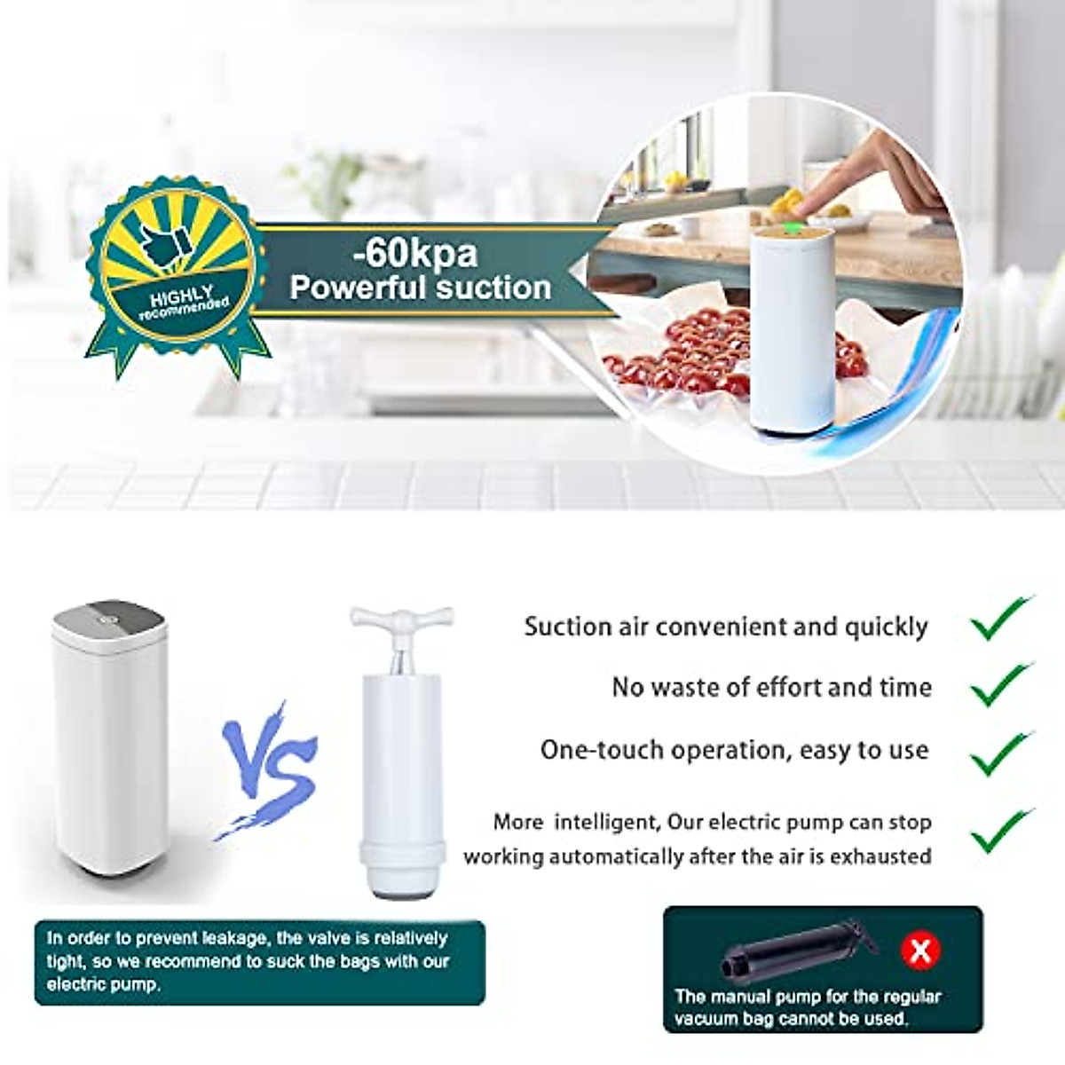 Sous Vide Bags,20 PCS Reusable Vacuum Sealer Bags for Food with 6 Sealing Clips, BPA Free Vacuum Food Storage Bags (8.7x8.3 Inch)