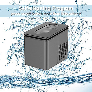 SOOPYK Ice Makers Countertop, Portable Ice Makes 27 lbs in 24 hrs - 9 Ice Cubes Ready in 5-7 Mins, Ice Maker Machine with Self- Cleaning Function with Ice Scoop and Basket