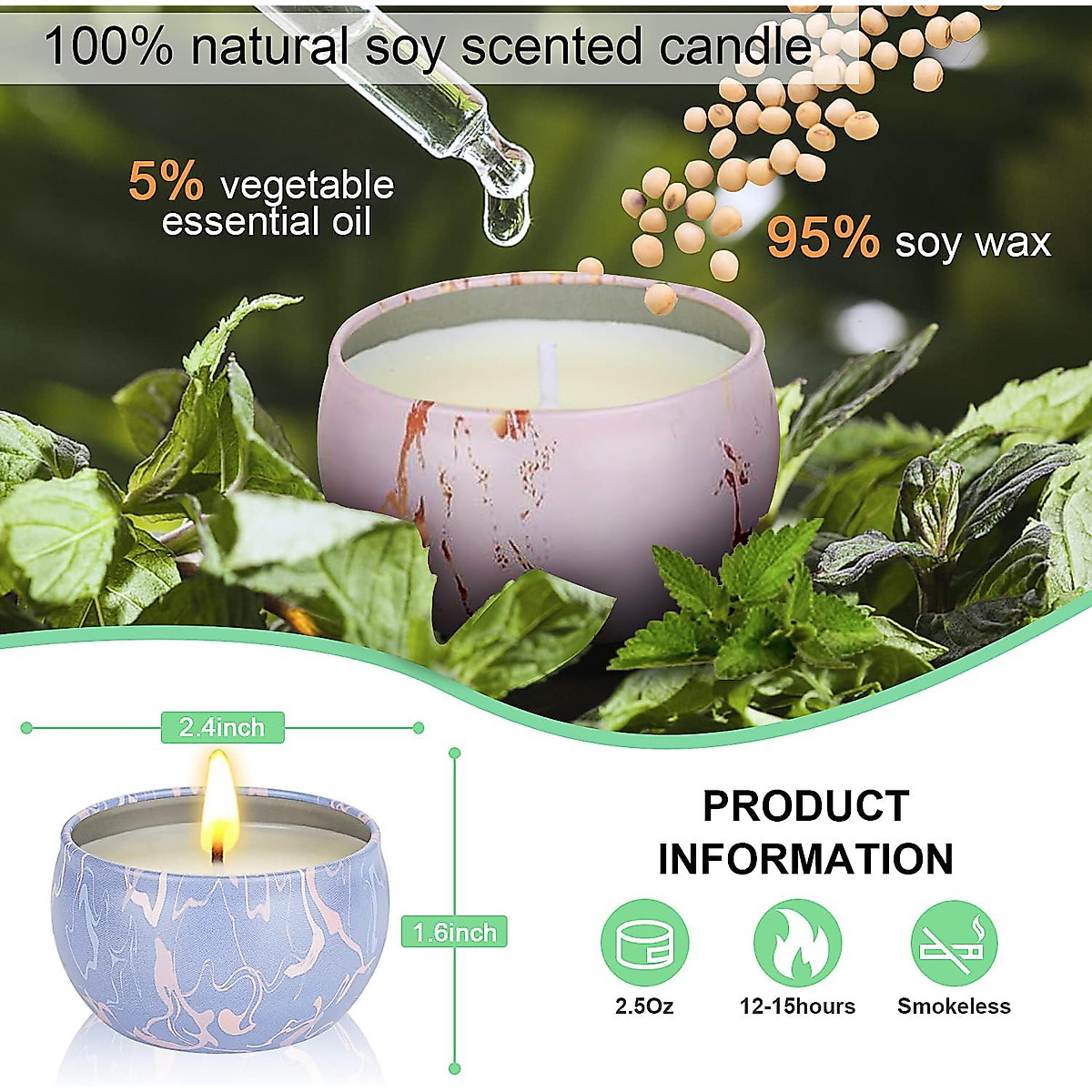 Scented Candles Gifts for Women, 9 Pack 2.5 oz Marble Aromatherapy Candle Set Natural Soy Wax Stress Relief Gift for Mother's Day,Christmas,Birthday,Valentine's Day