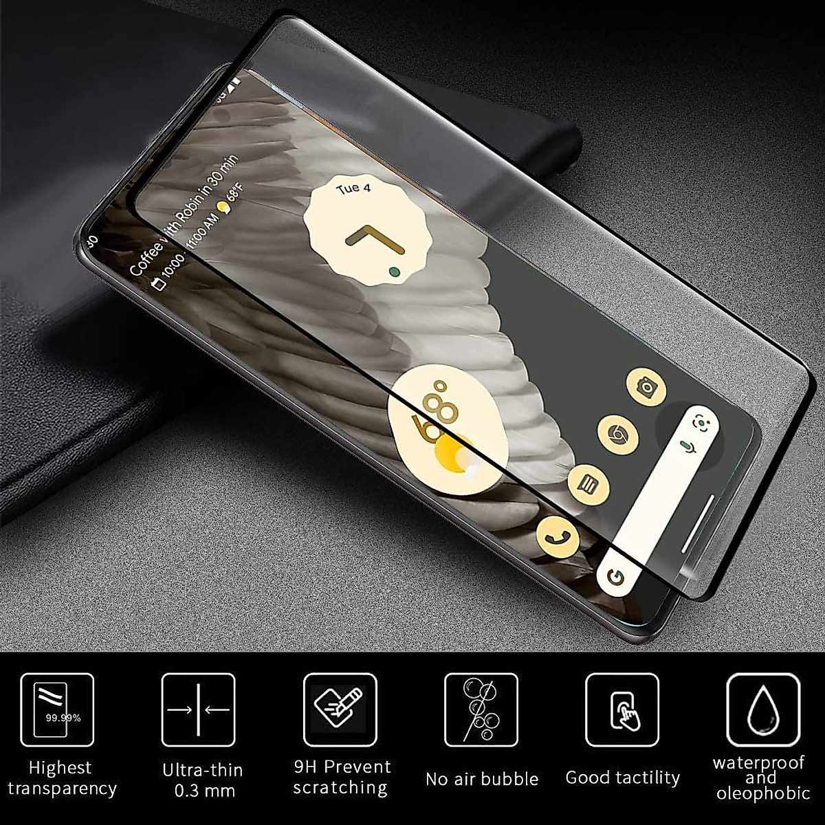 UIYTRAESTING Pixel 7 Pro Tempered Glass Screen Protector, 2 Pack, 9H Hardness, Bubble-Free, HD Transparency, Easy Installation