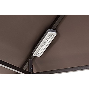 Coen L-GG001PST-F 8' X 5' Soft Top Brown Double Tiered Canopy 4Pcs Led Gazebo Grill