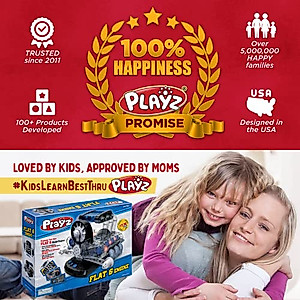 Playz Flat 6 Model Engine Building Kit - 320+ Pieces Revved-Up Internal V8 Style Combustion to Build Your Own Mini Engine That Works - DIY STEM Project & Gift for Kids, Teens, & Hobby Kit for Adults