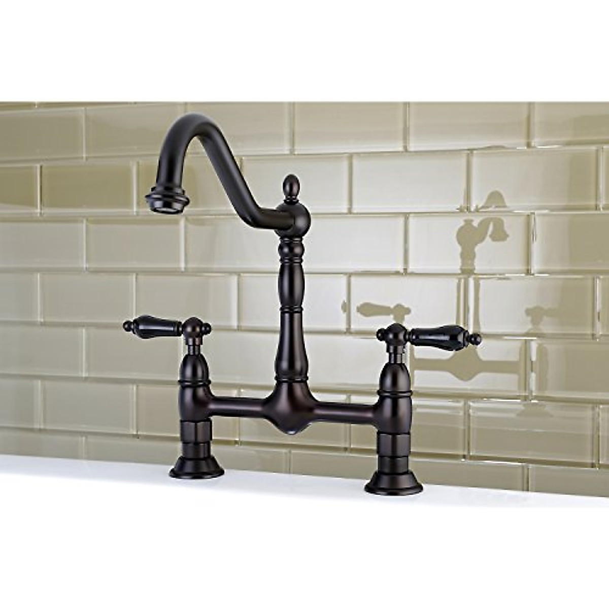 Kingston Brass KS1175PKL Duchess Bridge Kitchen Faucet, 8-3/4" In Spout Reach, Oil Rubbed Bronze