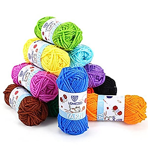 LEMESO 12 Skeins Mini Yarn, 12 Colors 100% Acrylic Mini Knitting Yarn, Great for Knitting Crochet Crafts