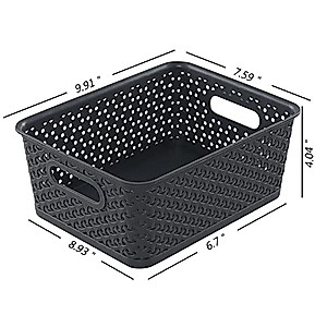Ramddy 8 Packs Plastic Weave Basket for Organizing, Small Office Home Storage Bin