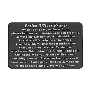 bobauna Police Officer Prayer Engraved Wallet Card Inster Thin Blue Line Cop Jewelry Police Academy Graduation Gift (police officer prayer uniform black)