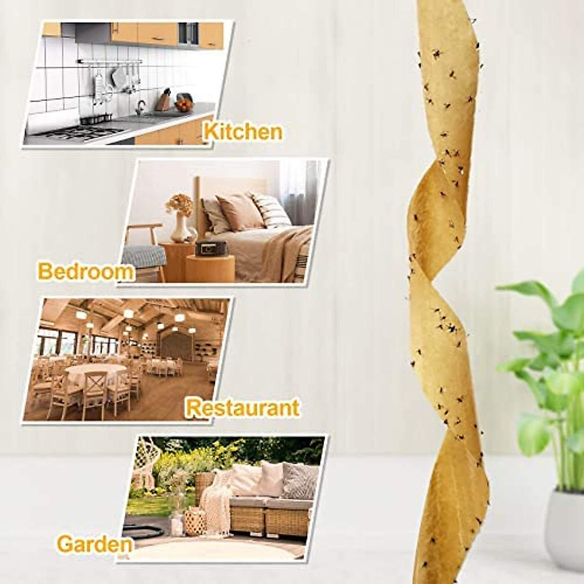 Dwcom 20PCS Sticky Fly Strips, Fly Paper Roll Hanging, Fly Tape Trap ...