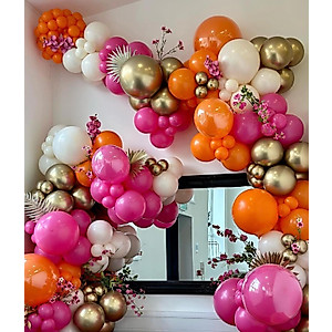 FOTIOMRG 130pcs Orange Balloon Garland Arch Kit, 18 12 10 5 inch Orange Latex Balloons Different Sizes Pack for Birthday Wedding Fall Baby Shower Thanksgiving Christmas Halloween Party Decorations