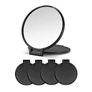 Qislee Compact Mirror Bulk, Round Makeup Mirror for Purse, Set of 4 (Black)