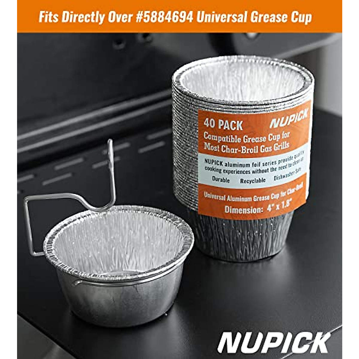 NUPICK 40 Pack Grease Cup Compatible with Char-Broil/Kenmore Outdoor Grills
