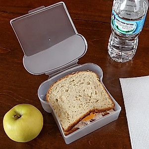 Pack of 3 Clear Food Storage Sandwich Containers for Lunch Prep (Toast Shape)