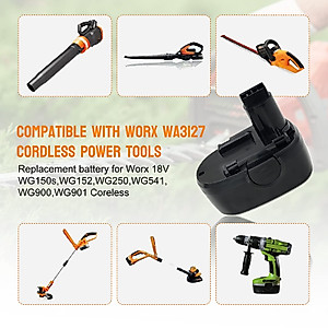 Zuliati 3600mAh WA3127 Ni-Mh Replacement Battery Compatible with Worx 18v Battery Wa3152 WG150 WG150s WG152 WG250 WG541 WG900 WG901 WG901.1 Cordless Power Tools