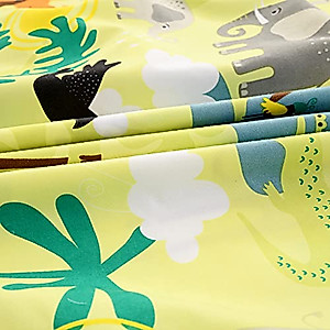 KWLOVER 2PC Soft Bed Fitted Sheet and Pillowcase Set for Single Bed, Cute Animals Printed Sheets for Kids Teen Boys Girls Twin Size Bed (Yellow, Twin)