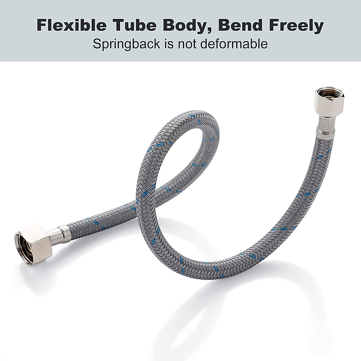 48" Length Faucet Supply Line, WOWOW Bathroom Kitchen Faucet Lines Braided Nylon Sink Hose with 3/8-Inch Female Compression Thread x 1/2" Comp 2Pcs (1 Pair)