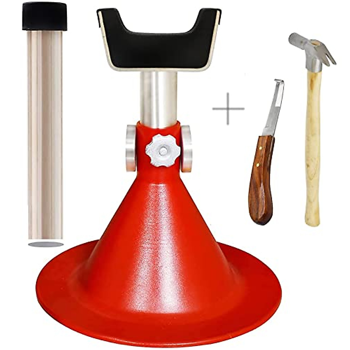 AAProTools Standard Horse Size Hoof Farrier Stand with Two Magnets RED + 1 Free Hoof Knife & Farrier Hammer