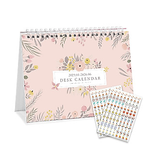 Mokani Small Desk Calendar 2023-2024 (8"x6"), Mini Monthly Desktop Calendar from January 2023 to June 2024, Academic Year Standing Desk Calendars with Planner Stickers