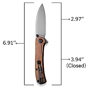 SENCUT Scepter Flipper Pocket Knife, Lightweight Liner Lock Cuibourtia Wood Hanle Folding Knives With Reversible Pocket Clip For EDC Outdoor Indoor SA03H (Cuibourtia Woo)