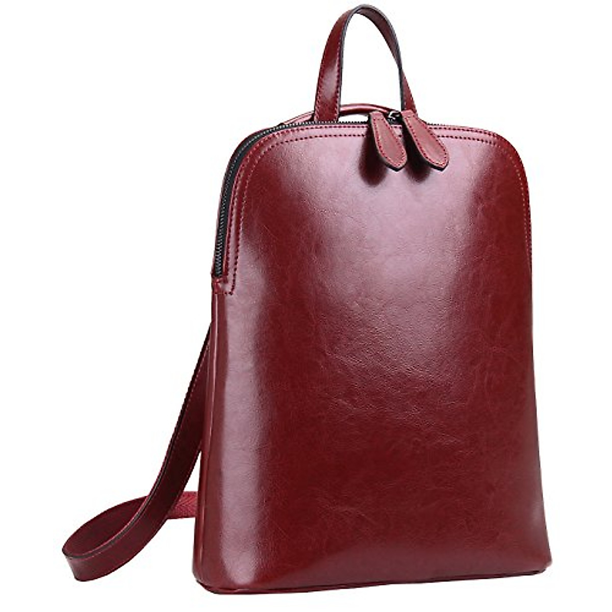 HESHE Leather Backpack Designer Purse for Women Fashion Ladies Travel College Shoulder Bag (Wine-J039)
