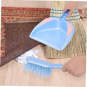 MOBUTOFU 1 Set Practical Cleaning Broom Multi-Function Small Broom Portable Trash Can Cleaning Broom Dustpan Household Floor Cleaners Mini Trash Can Pet Cleaning Supplies Car Blue Plastic