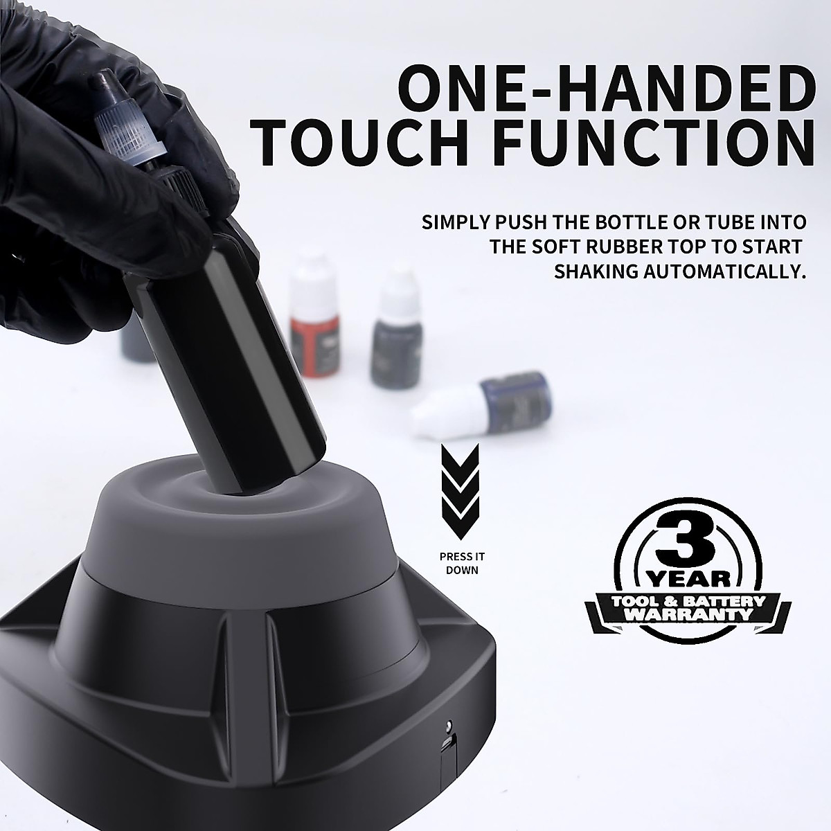 Mini Vortex Mixer 10000RPM Lab Mixer, Air Brush Paint Mixer, Paint Mixer for Ink,Lab Vortex Shakers for Gel, Lab Paint Mixer,Built-in Rechargeable Battery - Black