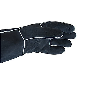 SDFWELD New Black Welding Work Gloves with Blue Palm Welders Thick Cow Split Leather Kitchen Stove Heat Puncture Resistant BBQ Glove