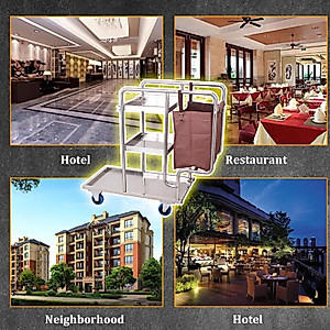 Stainless Steel Cleaning Cart, Commercial Traditional Housekeeping Service Carts, Cleaning Supplies Tool Cart Cleaning Rrolley Tool Cart Mobile Cleaning Trolley, For Garden School Hospital Factory H