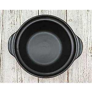 Premium Ceramic Black Casserole Clay Pot with Lid,For Cooking Hot Pot Dolsot Bibimbap and Soup