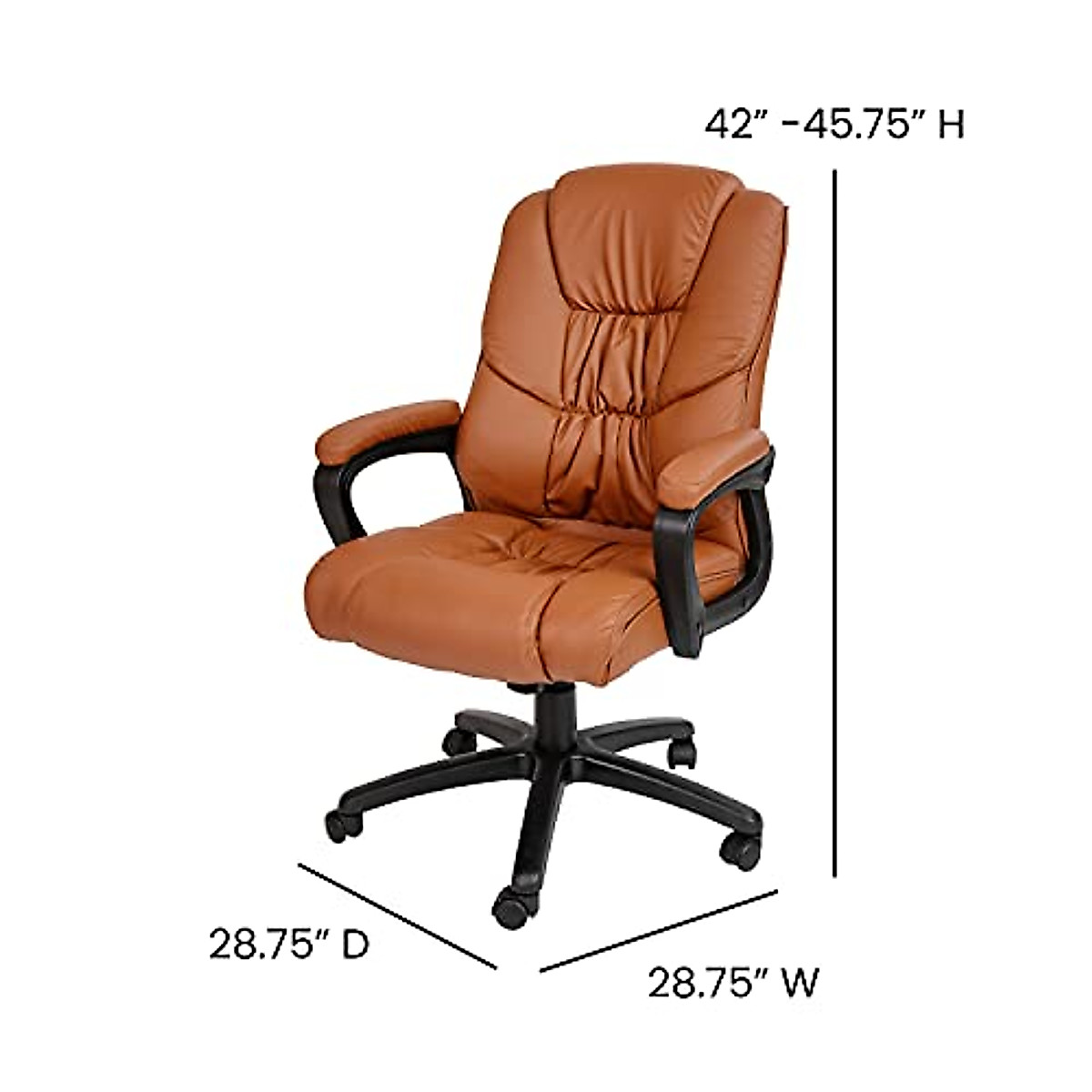 EMMA + OLIVER Big & Tall 400 lb. Rated Brown LeatherSoft Office Chair - Executive Office Chair