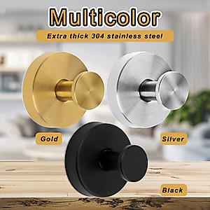 PEUTIER 2pcs Suction Cup Hooks, Premium Stainless Steel Suction Cup Hooks Shower Hooks Suction Cup Bathroom Towel Coat Hook Suitable for Glass Mirror Smooth Surface(Gold)