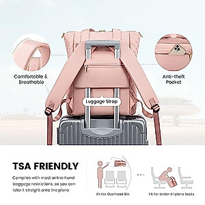 LOVEVOOK Laptop Backpack for Women 17 inch,Diamond Quilted Convertible Backpack Tote Laptop Computer Work Bag,Cute Womens Travel Backpack Purse College Teacher Carry on Back pack with USB Port,Pink