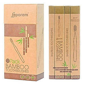 12 Individual Pack Premium Bamboo Toothbrush-All Natural Organic Waveform Toothbrushes with Charcoal Infused BPA Free Medium Bristles, Teeth Whitening, Biodegradable Eco Friendly, Vegan, Kooler-Things