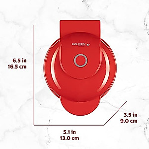 Holstein Housewares Personal Non-Stick Heart Waffle Maker, Red - 4-inch Waffles in Minutes